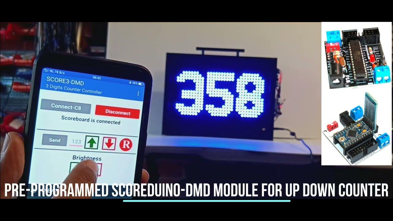 Smart phone operated DIY 3 digits up down counter- Arduino Scoreduino based Android app operated ...