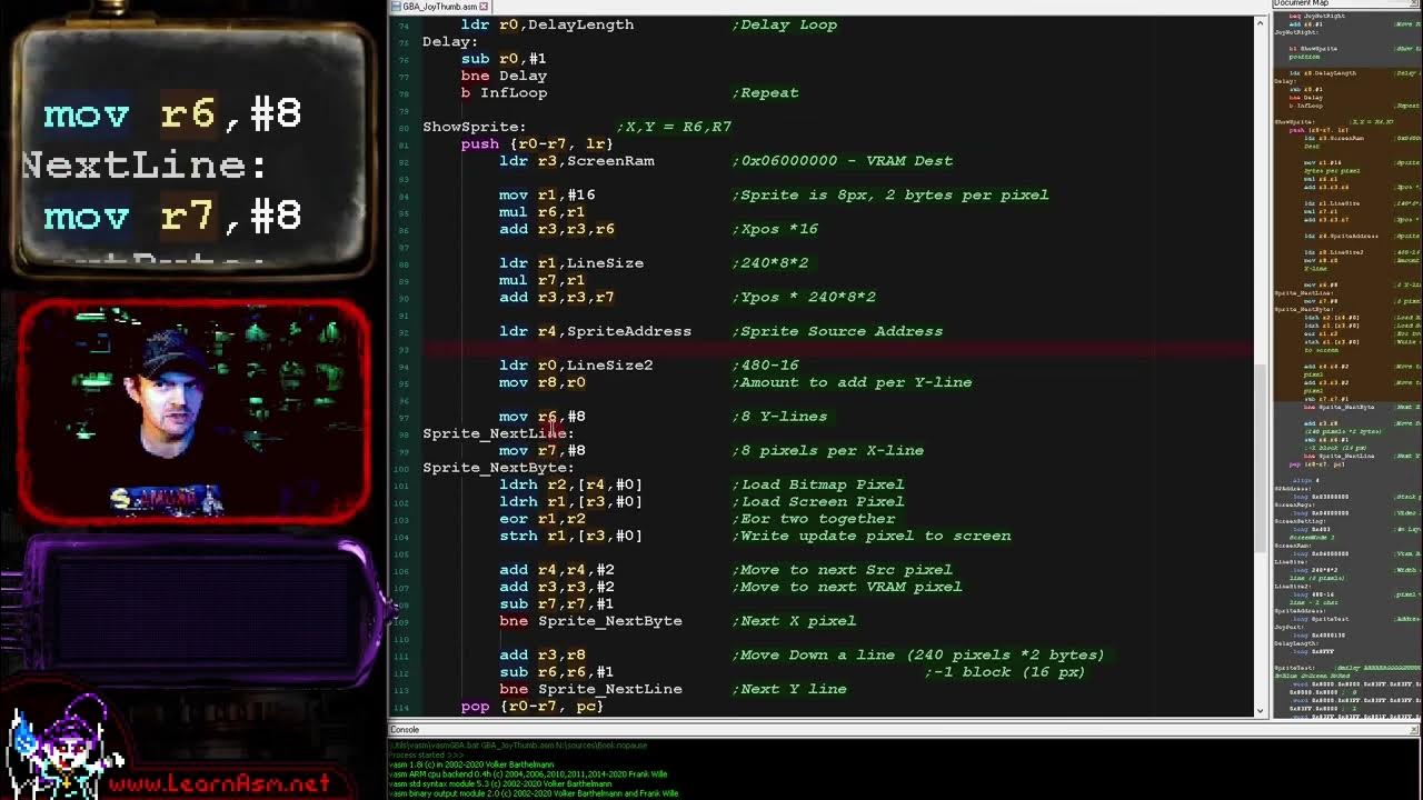 Lesson S4 - Sprite moving on the GameBoy Advance (Thumb) - YouTube