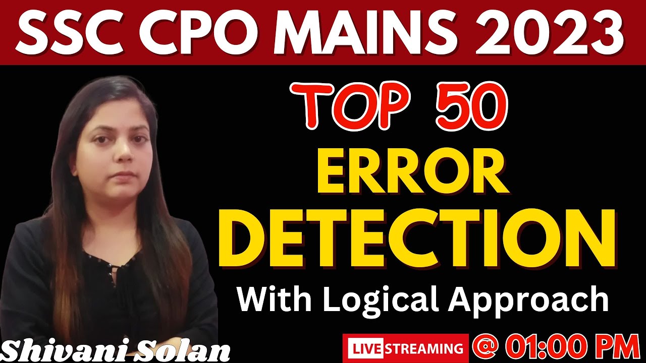 SSC CPO MAINS 2023 | ERROR DETECTION | Top 50 Questions | English With ...