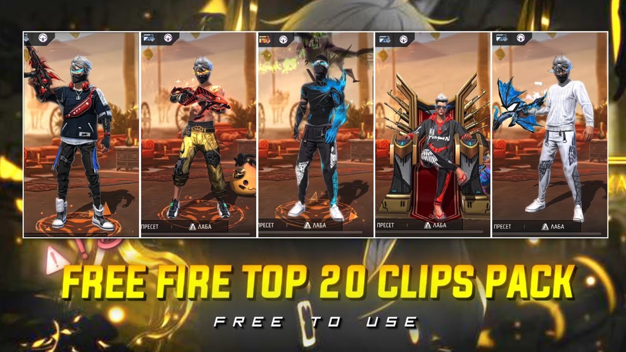 🔺Free Fire Top 20 Clips Pack 🔸 ff Clips For TikTok🔸ff Emote Clips 🔸ff ...