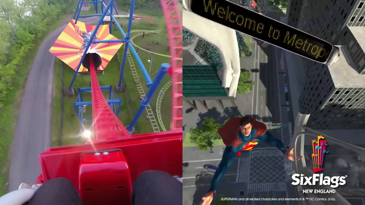 SUPERMAN™ The Ride Virtual Reality Coaster Split Screen - YouTube