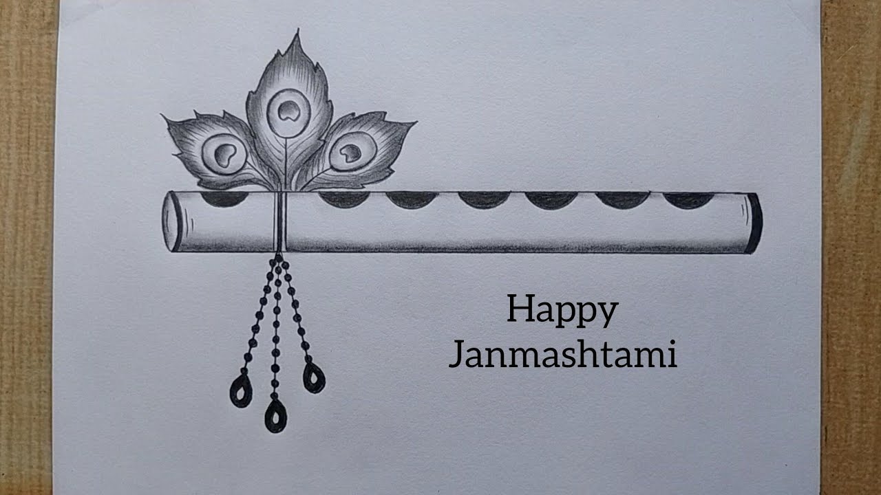 Janmashtami Bansuri drawing | Flute drawing easy| Bansuri with More ...