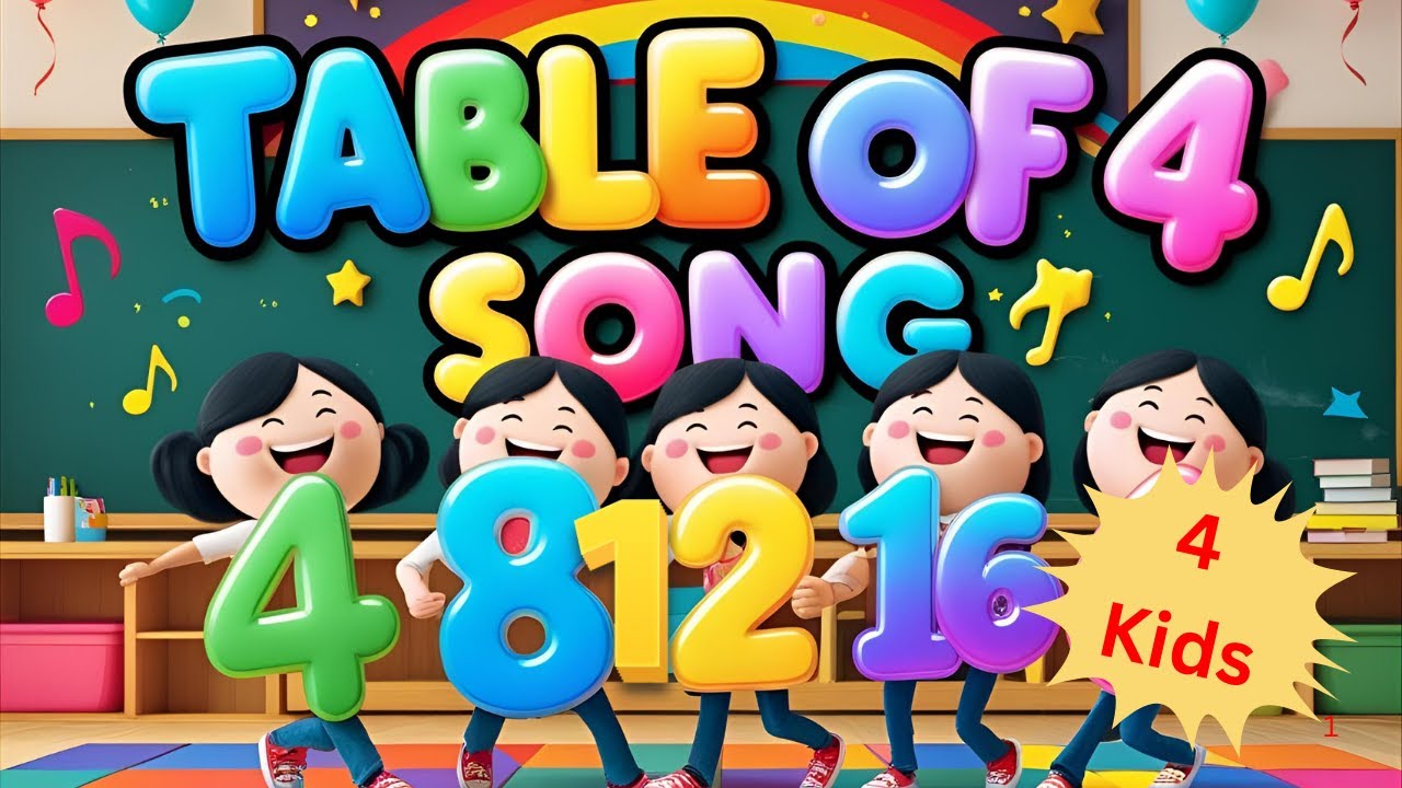 Easy 4 Times Table for Kids | Table of 4 Song | Fun Math Easy ...