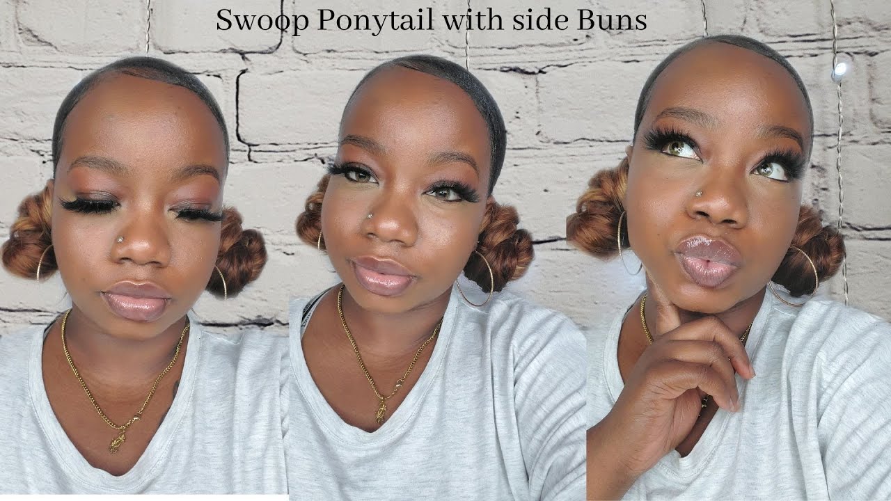 Swoop Ponytail with Two Buns Tutorial! - YouTube
