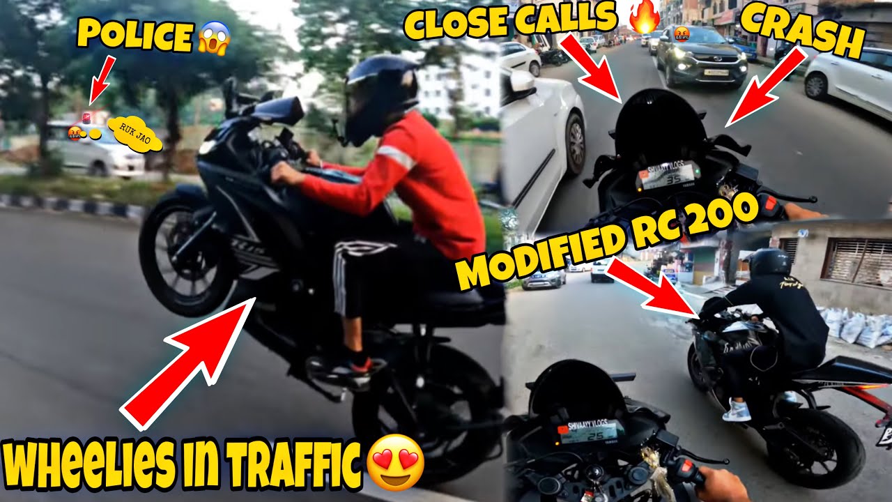 V3 Guy Crazy Wheelies In Traffic 😱Modified Rc 200 😍Training Chest ...