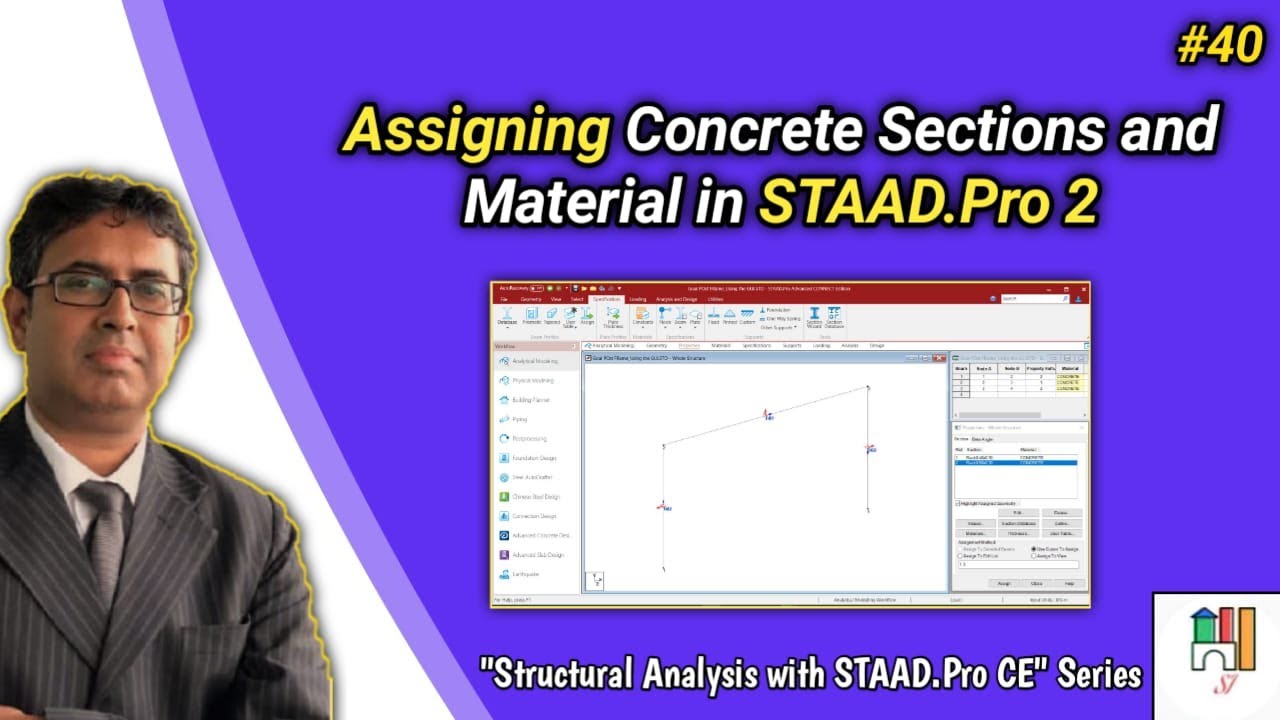 #40 - Assigning Concrete Sections and Material in STAAD.Pro - 2 - YouTube