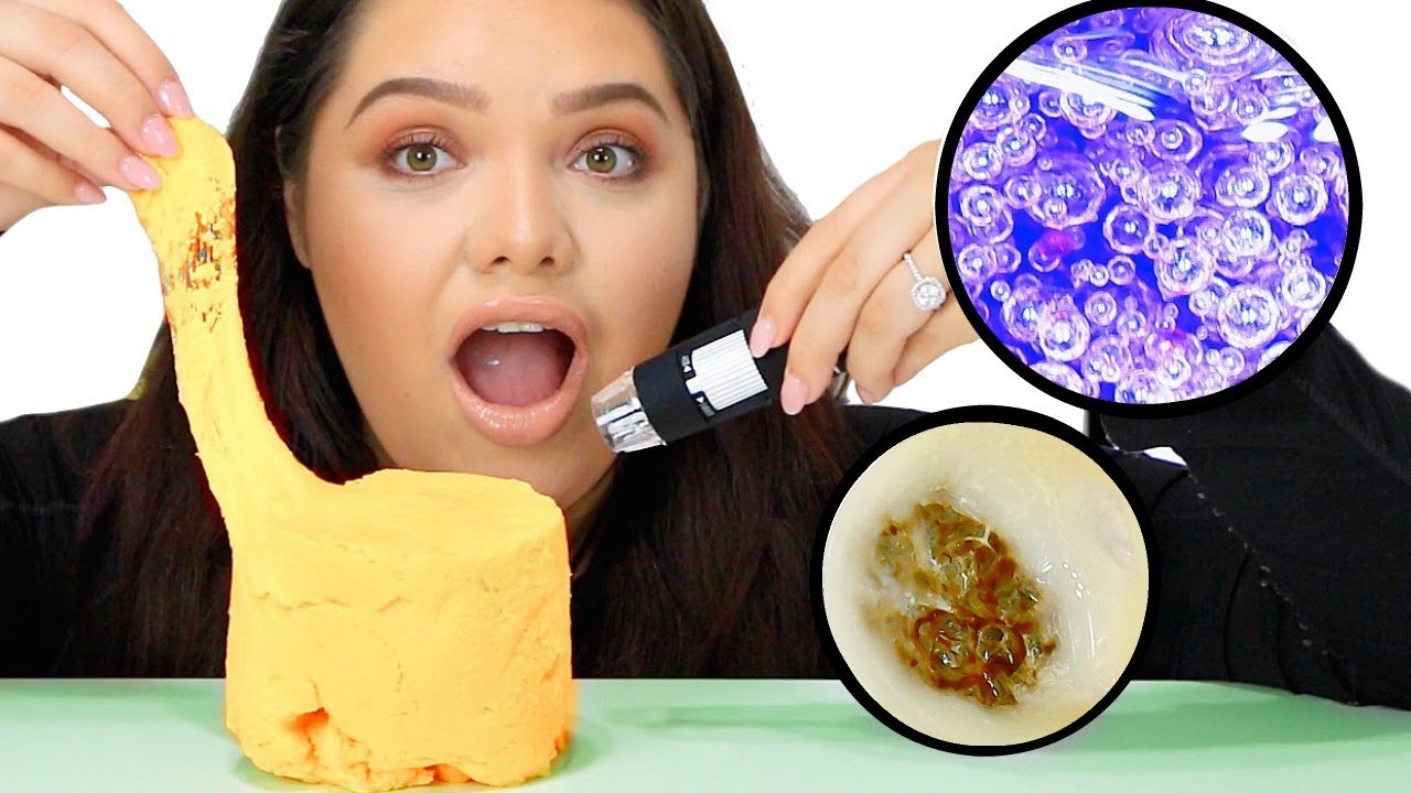 SLIME Under A Microscope! Cloud Slime, Butter Slime, Crunchy Slime ...