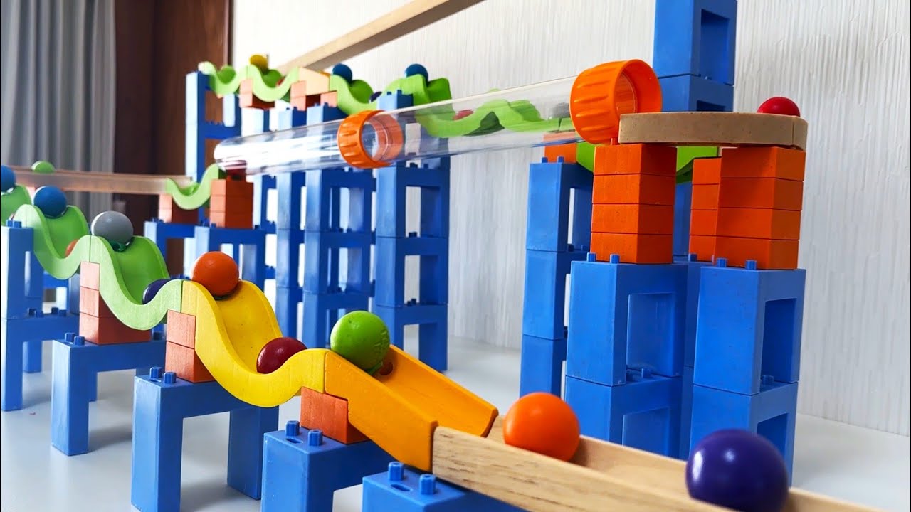 Marble run race ASMR☆Trix Track wooden twisty deluxe course! - YouTube