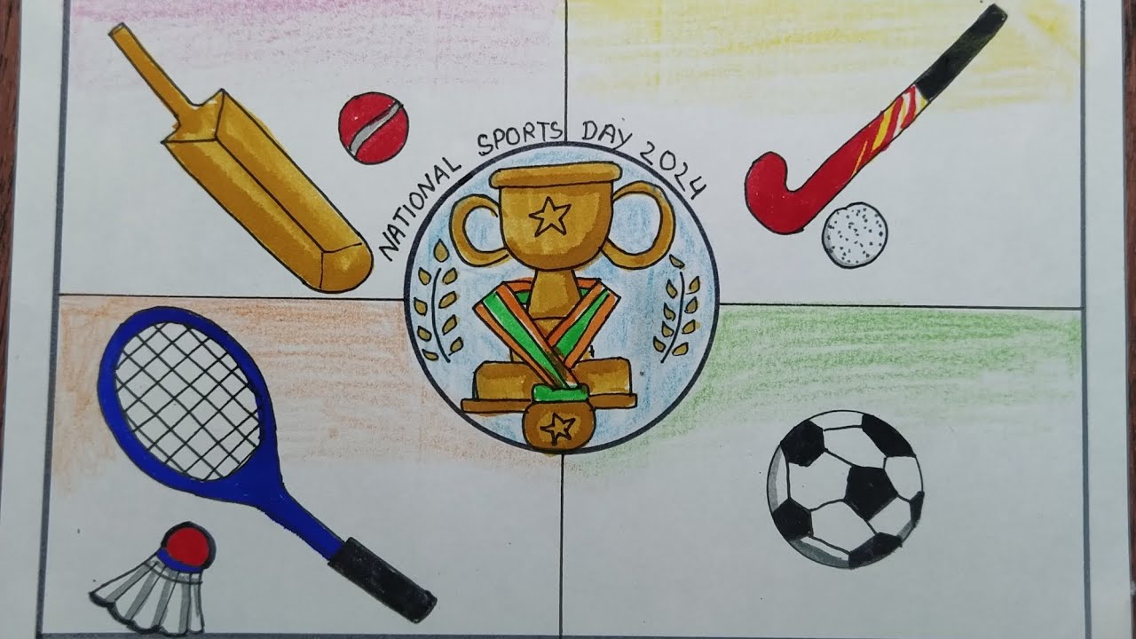 sports day drawing | national sports day drawing / drawing on sports ...