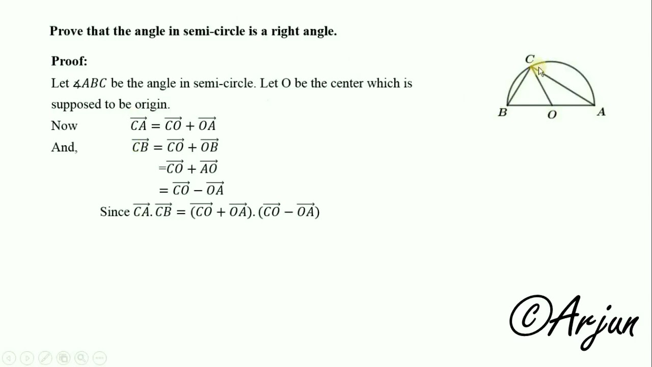 Vector Theorem 10 Prove That The Angle In Semi circle Is A Right Angle vector-theorem-10-prove-that-the-angle-in-semi-circle-is-a-right-angle