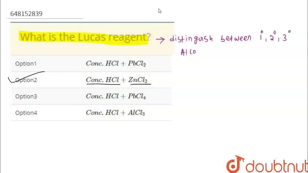 What is the Lucas reagent? | CLASS 12 | ALCOHOLS, PHENOLS AND ETHERS | CHEMISTRY | ARIHANT PUBLI ...