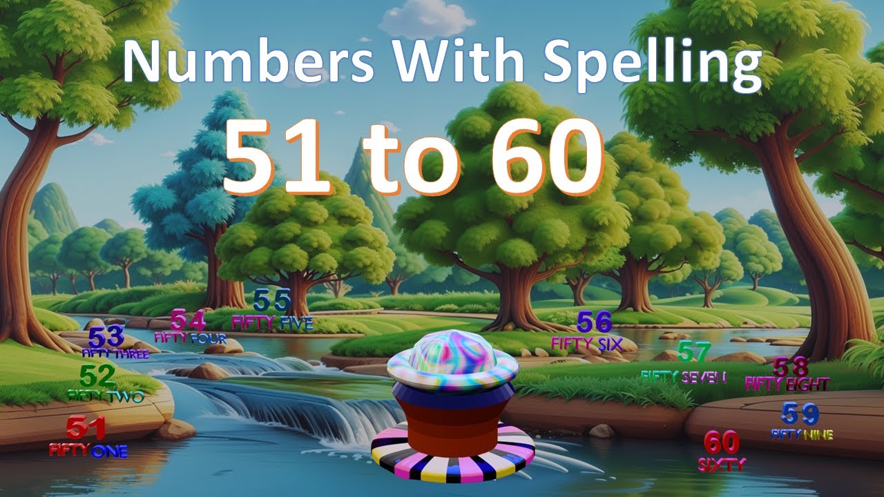 Counting with spelling 51 to 60 | learn count with spelling |Numbers 51 ...