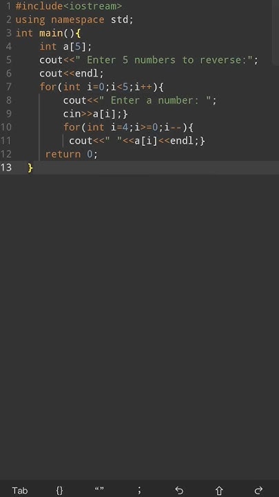c++ code to reverse an array of 5 numbers #cpp #tech #viral #coding #programming #codinglife # ...