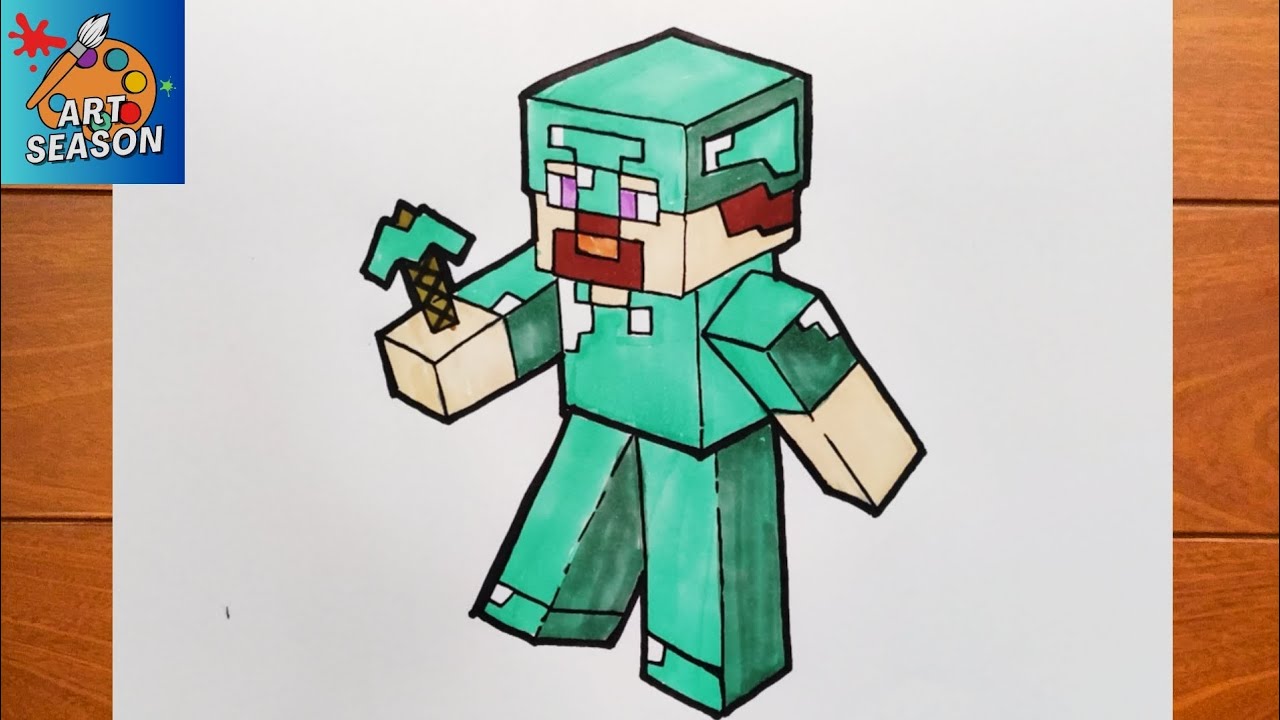 How to Draw Minecraft Steve with Diamond Armor Step by Step - YouTube