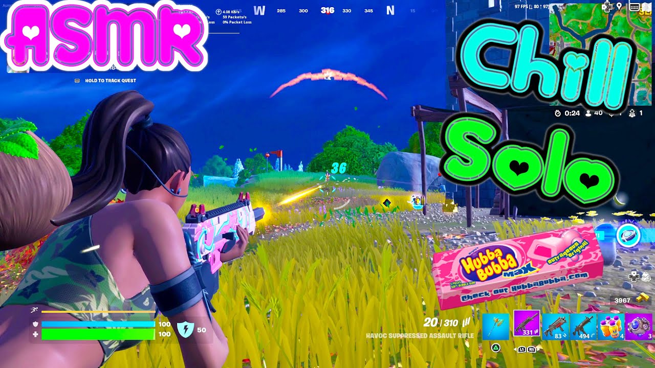ASMR Gaming 🍀 Fortnite Chill Solo Relaxing Gum Chewing + Controller ...