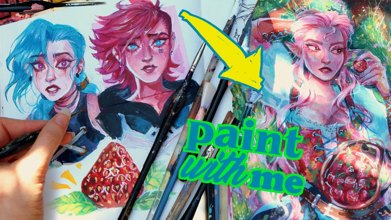 Painting over my sketches #2 🍓 (Arcane, Rose Thornblade, & witchy stuff ...