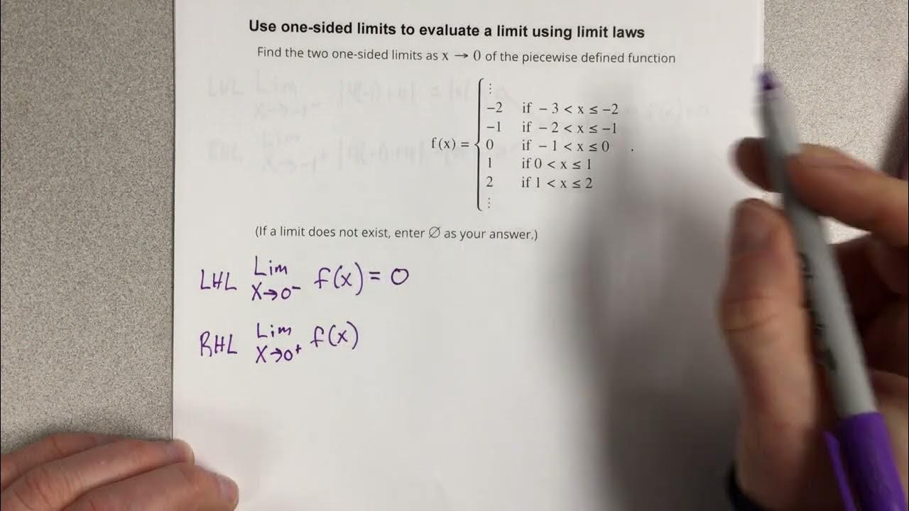 Use one-sided limits to evaluate a limit using limit laws - YouTube