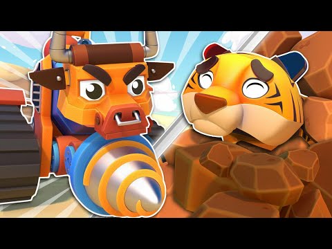 TIGER POLICE CAR is trapped! Bull bulldozer to the rescue | Cars & Trucks Rescue Squad