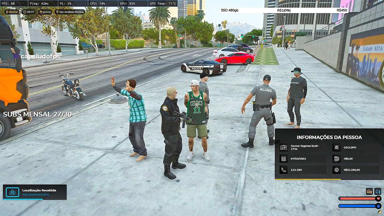 VISÃO DO POLICIAL M0RR3ND0 AO TENTAR PRENDER CONNOR - GTA RP - YouTube