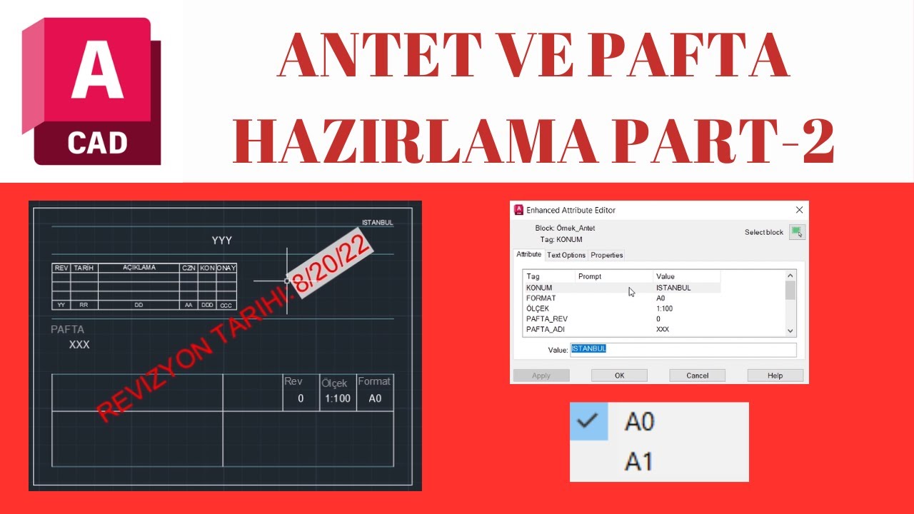 Autocad Parametrik Antet ve Pafta Nasıl Yapılır? - Part 2 - YouTube