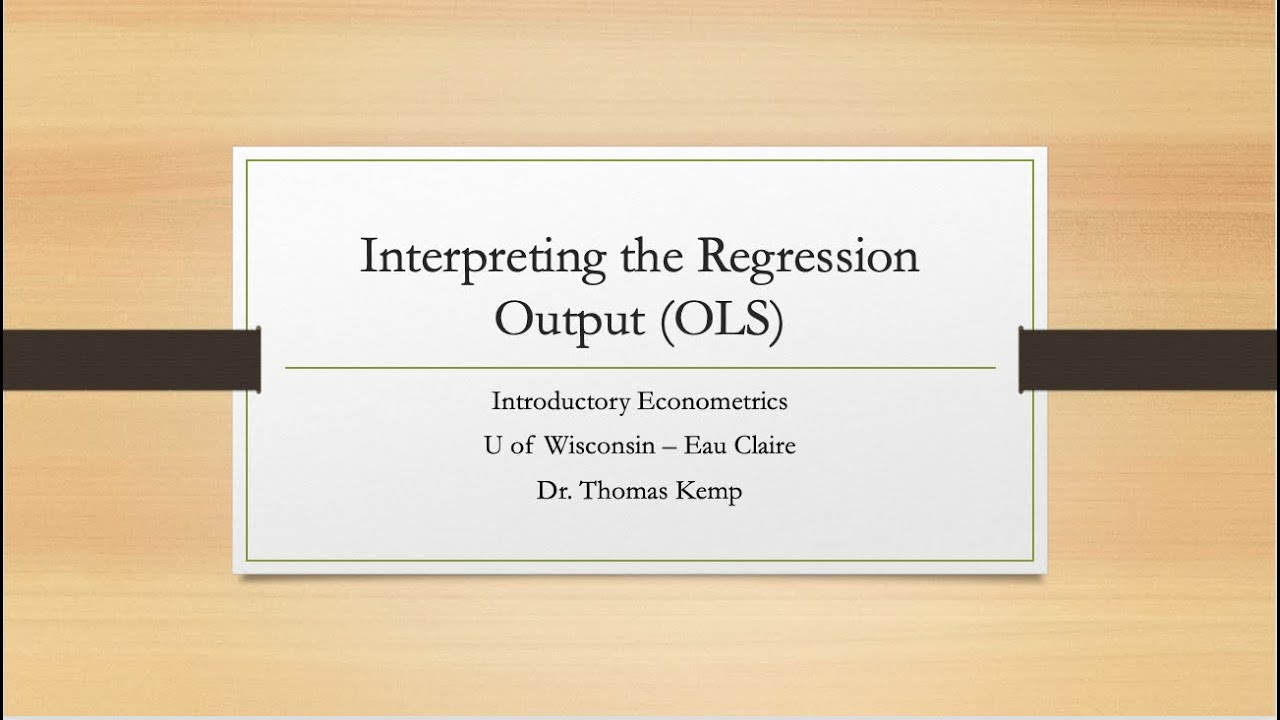 Interpreting the Regression Output (Eviews 11) - YouTube