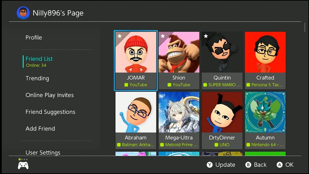 Nintendo Switch - Nilly896's Friends List for 2024 - YouTube