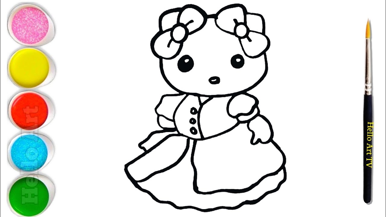 Hello Kitty Dress Drawing, Painting & Coloring for Kids and Toddlers ...