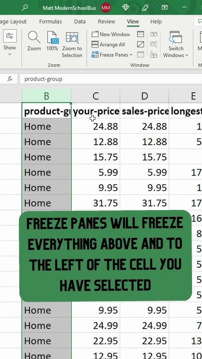 How to Freeze Panes Excel - YouTube