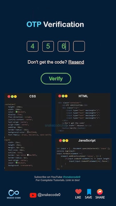OTP Verification using #html #css #js - YouTube
