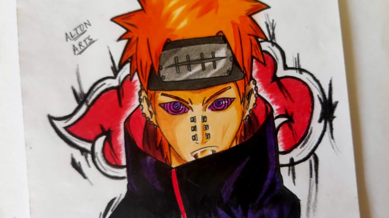 Drawing Pain (Yahiko) from Akatsuki [ Naruto Shippuden ] | Using Colour ...