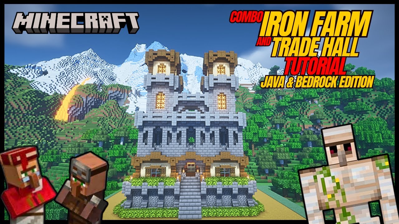 Java & Bedrock/PE Combo Iron Farm Trade Hall Tutorial | Minecraft - YouTube
