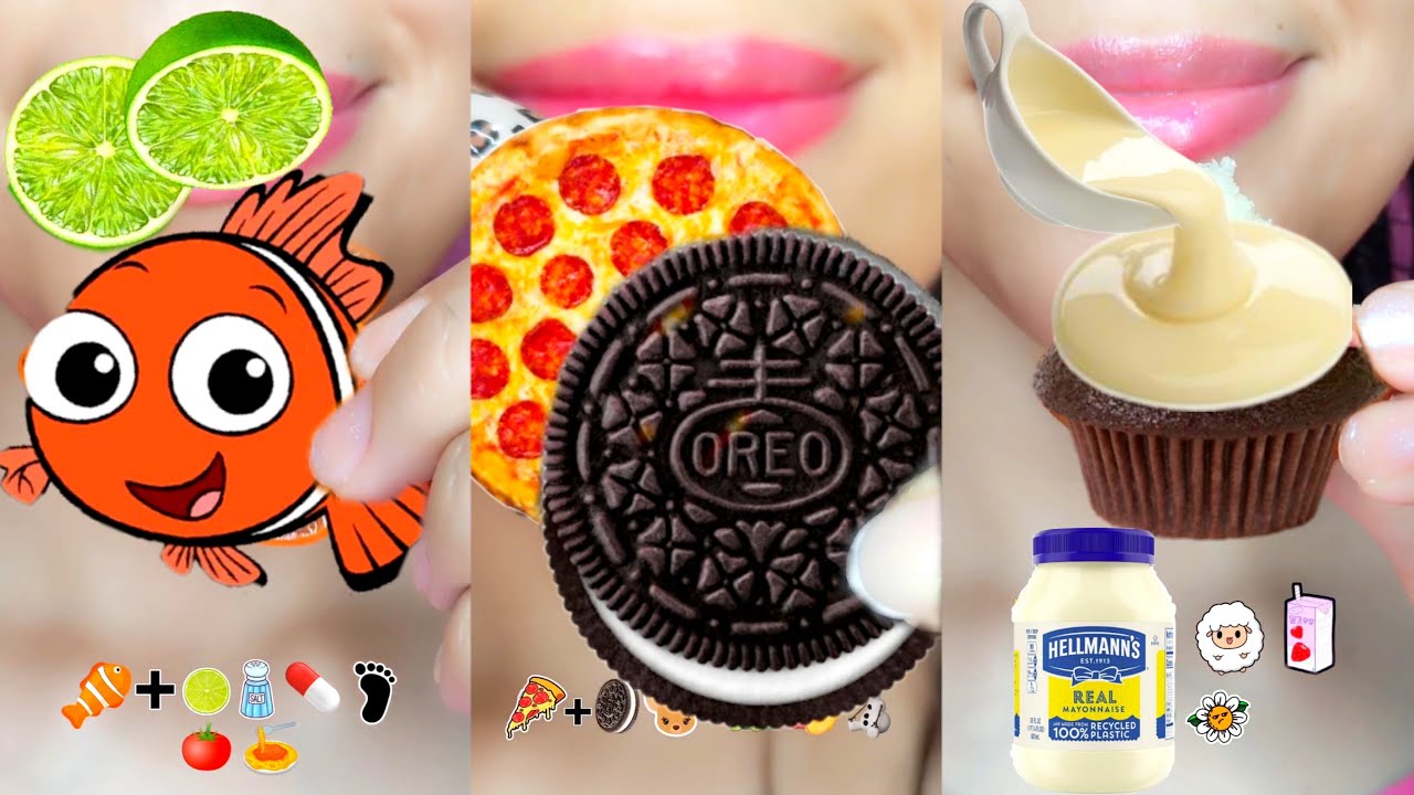 6 weird food asmr combination ️part2️⃣ ️cack with mayo🤯jelly fish with ...