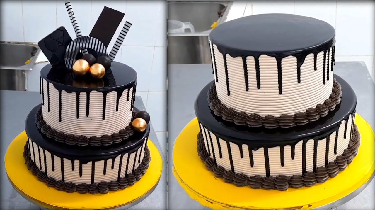 A to z chocolate Two Step Cake decorating ideas /// Two Tier cake ...