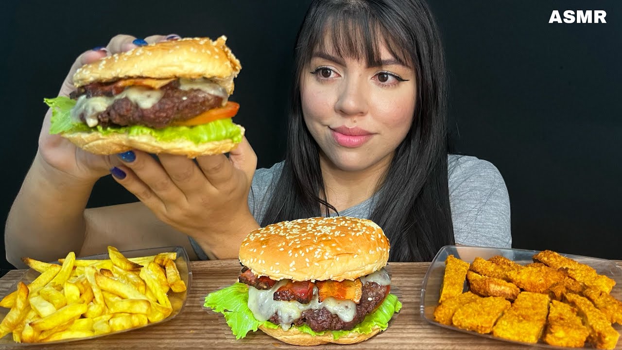 ASMR COMIDA - HAMBÚRGUER COM BATATA FRITA E STEAK (MUKBANG BRASIL ...