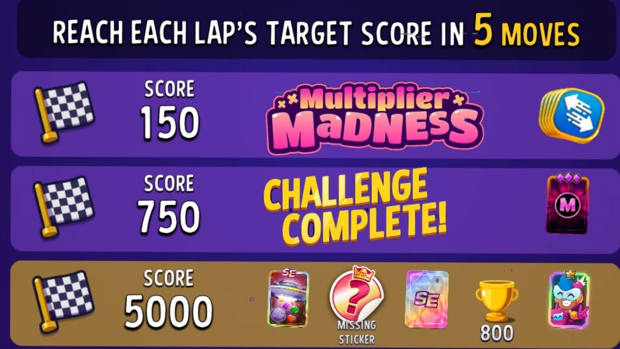 multiplier madness score rally solo challenge 5000 score | match ...