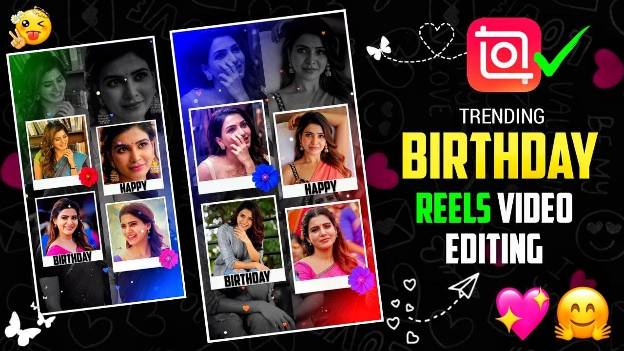 4 Layer birthday frame video editing in inshot tamil_ Multiple photo ...