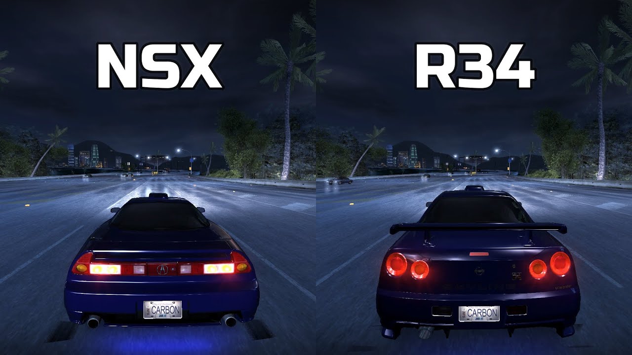 Acura NSX vs Nissan Skyline GTR R34 - Need for Speed Carbon (Drag Race) - YouTube