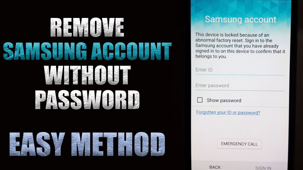 How to Remove Samsung Account without Password⚡All Samsung Android 8,9 ...