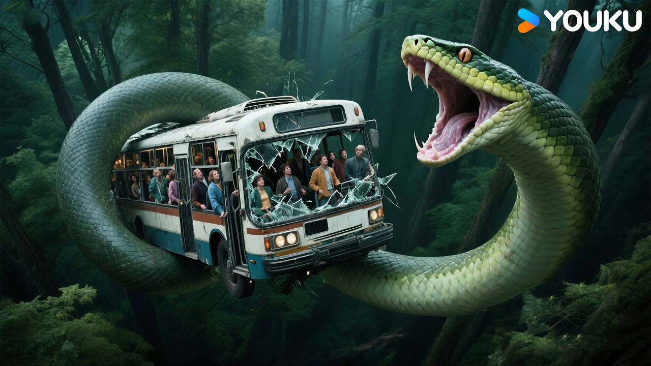 Bus enter snake zone - ANGRY KING COBRA attack! Driver panic! | Snake 3 | YOUKU MONSTER MOVIE ...
