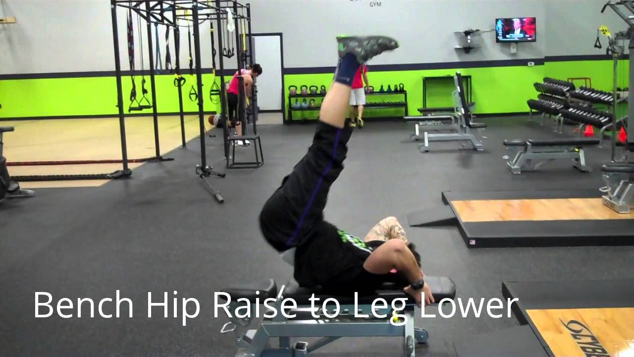 Bench Hip Raise to Leg Lower - YouTube