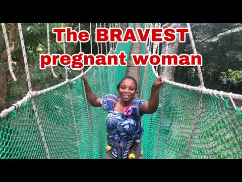 Ghana Vlog: This Pregnant Woman Walks on The Bunso Canopy Walkway with A Baby