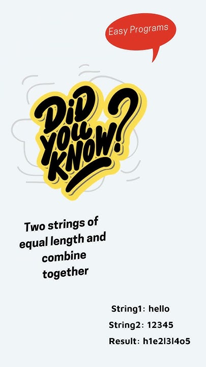 C Program that contains two strings of equal length and combine together - YouTube