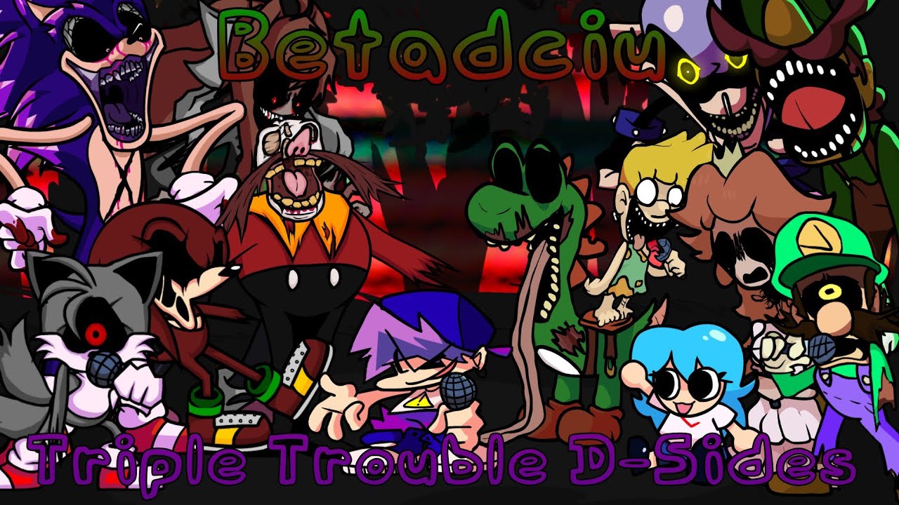 Triple Trouble D-Sides But Everyone Sings it [FNF] - YouTube