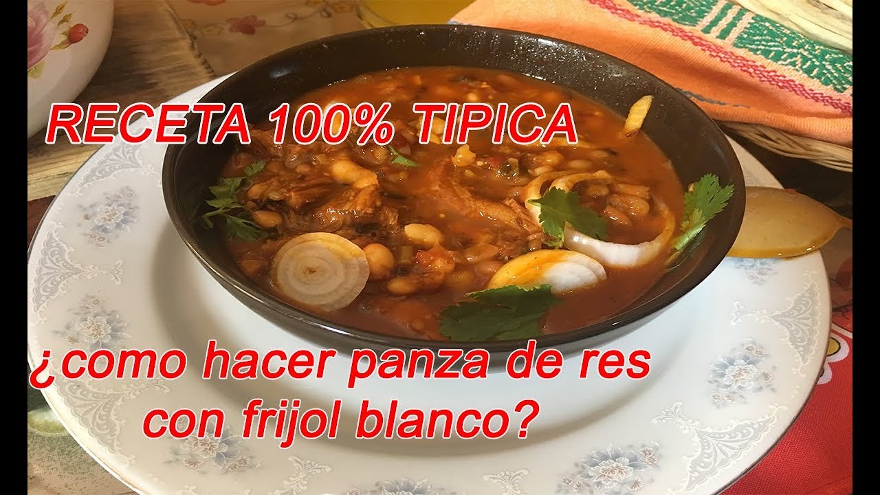 PAnza de res con frijol blanco | receta | Como preparar - YouTube