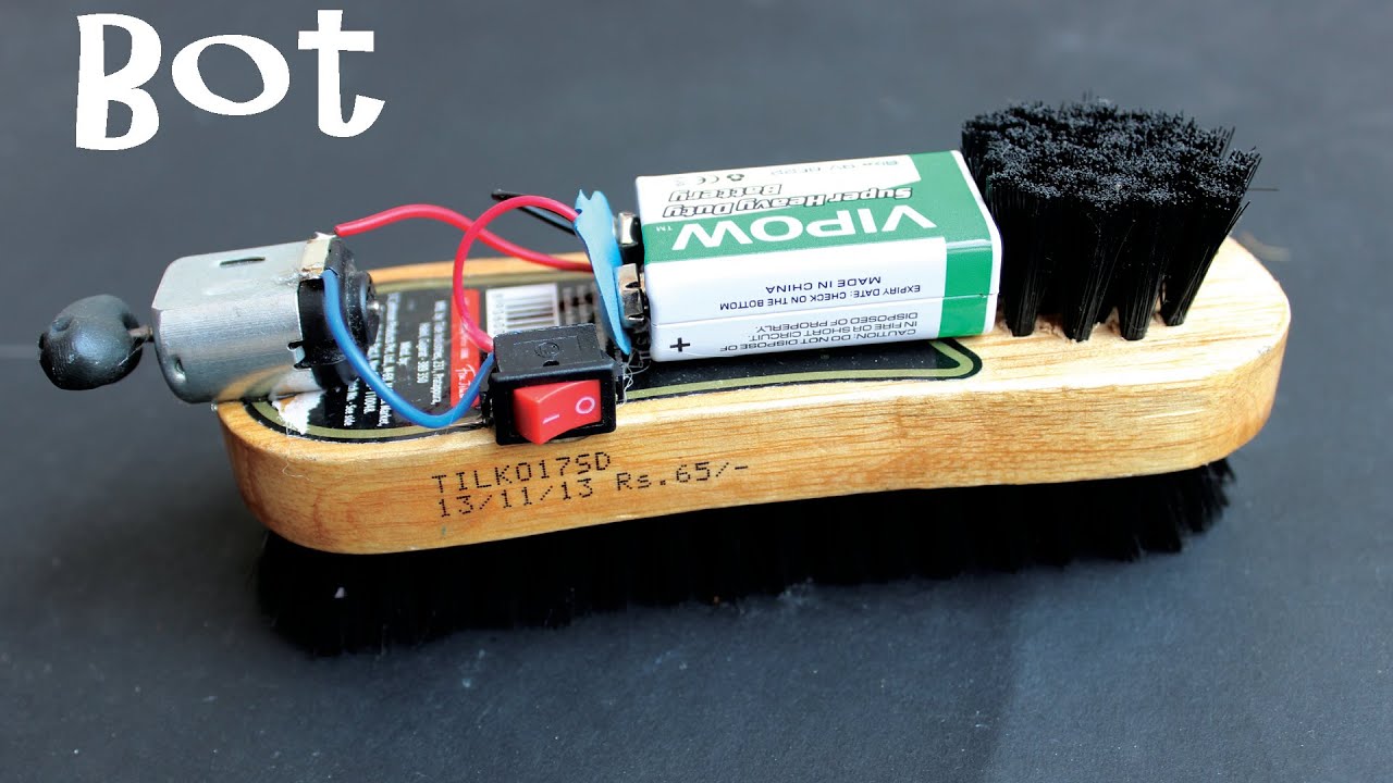 How To Make Pet Gaint Bristle Bug Bot Using Shoe Polish Brush - YouTube