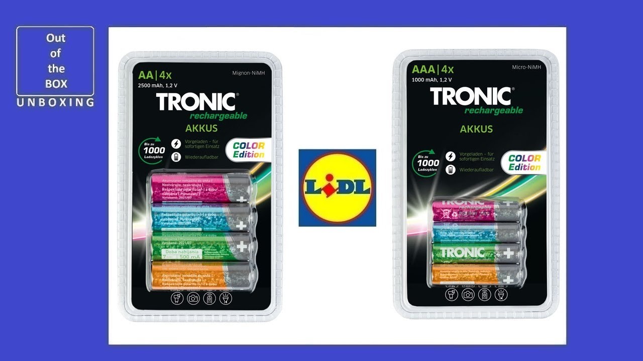 TRONIC Set of 4 Ni-MH rechargeable batteries start up TEST Variants AA ...