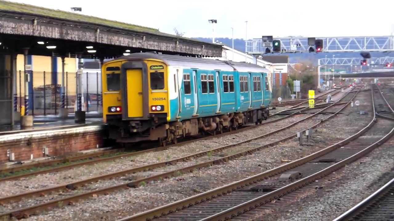 Classic Arriva Train Wales class 150 150254 leaves Gloucester December ...