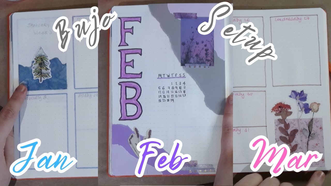 Setting Up The First 3 Months of the year! Jan, Feb & March Bujo Setup ...