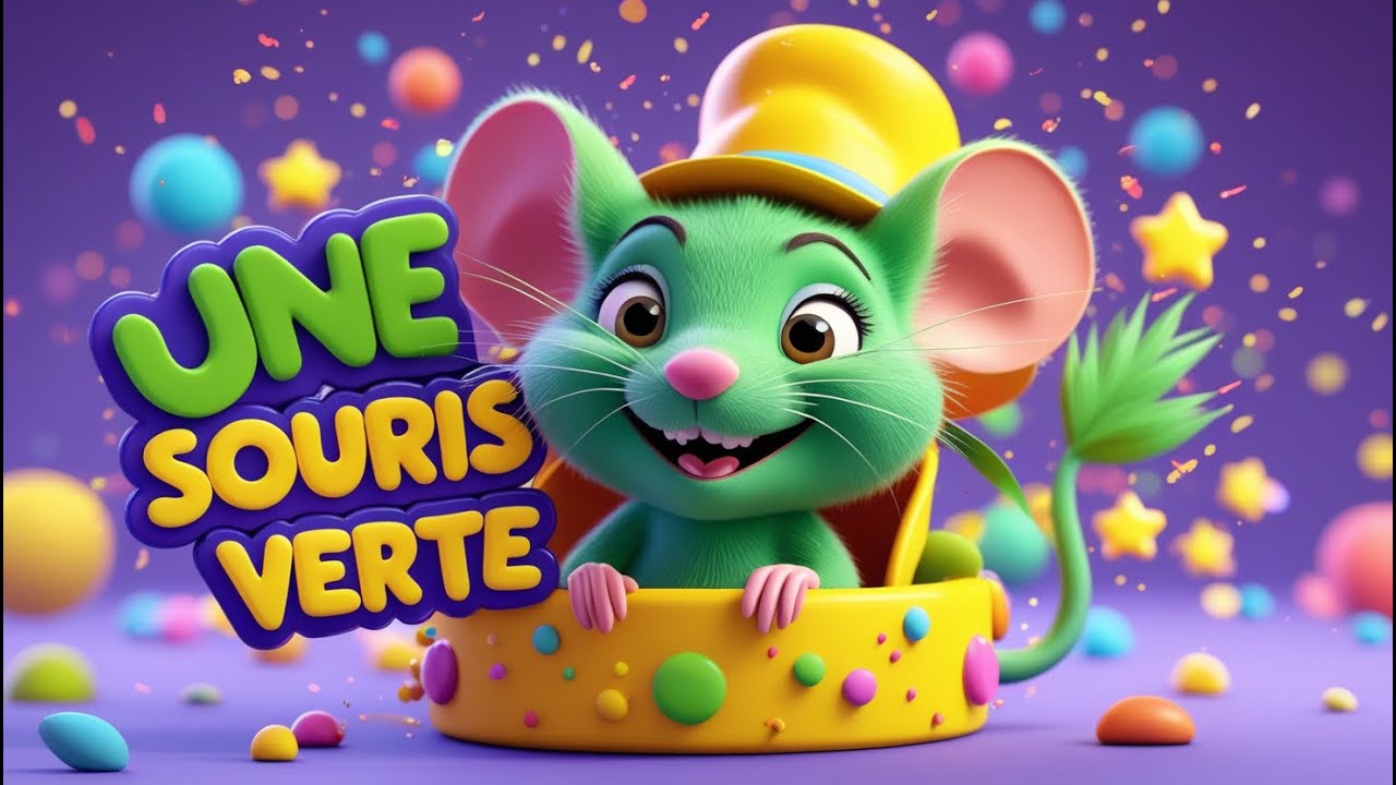 Une Souris Verte 🐭 | Comptine pour Enfants avec Paroles et Animations ! 🎶