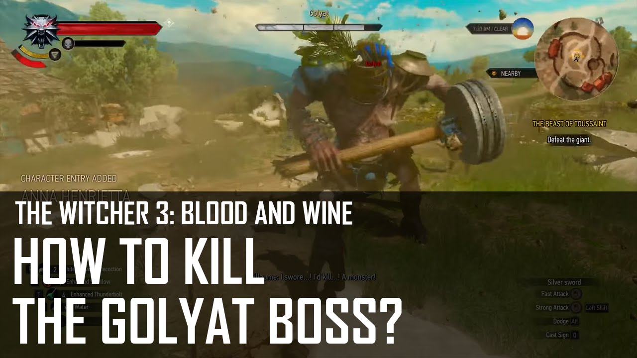 Witcher 3: Blood and Wine - How to kill Golyat boss? - YouTube